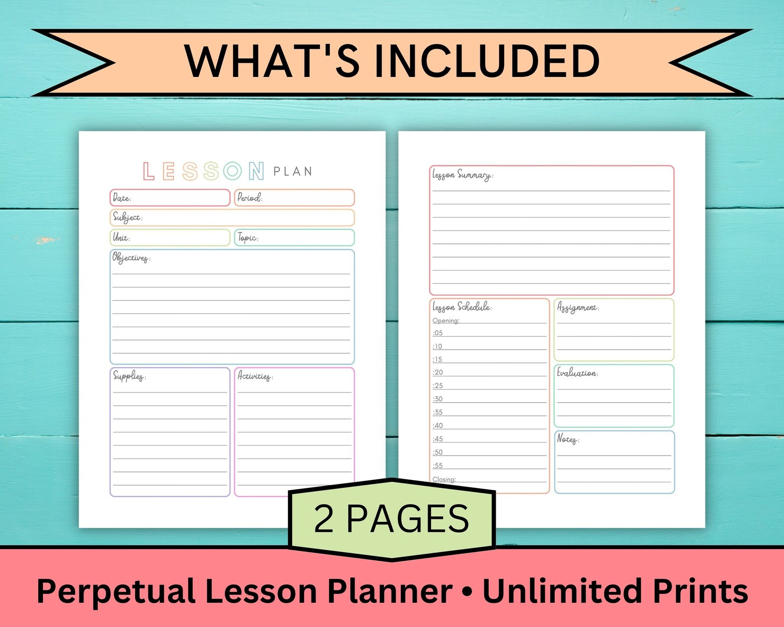 Lesson Plan Printable, Lined Daily Lesson Planner, Teaching Plan Sheet ...
