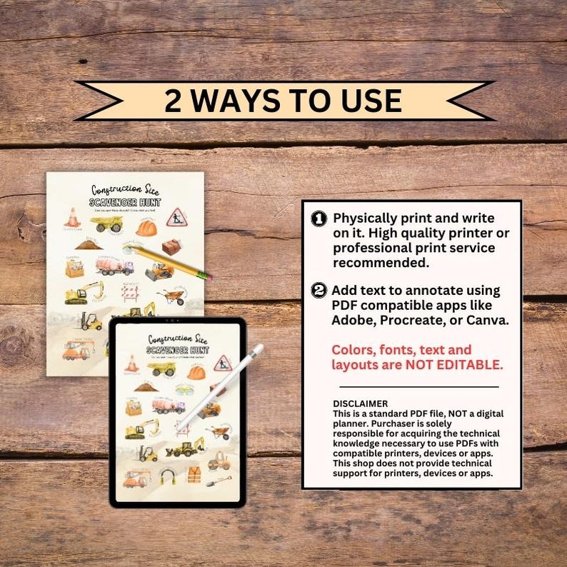 Scavenger Hunt for Kids, Driving Game, Construction Site, Scavenger ...