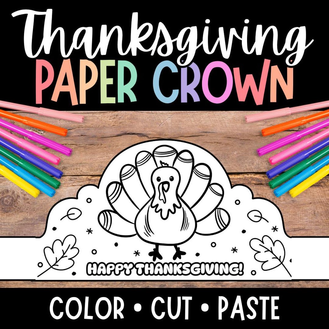 Thanksgiving Turkey Craft, Turkey Paper Crown - Etsy
