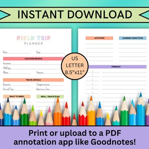 Field Trip Planner Printable PDF Plan for Field Trip Teacher - Etsy