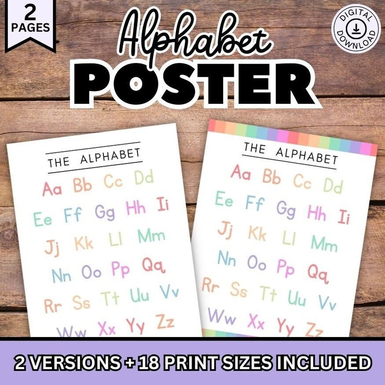 Alphabet Poster, Alphabet Chart, ABC Poster, ABC Chart, Abcs Poster ...