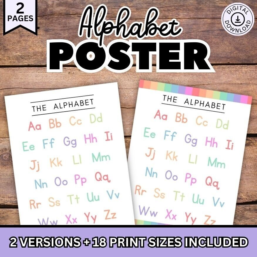 Alphabet Poster, Alphabet Chart, ABC Poster, ABC Chart, Abcs Poster ...