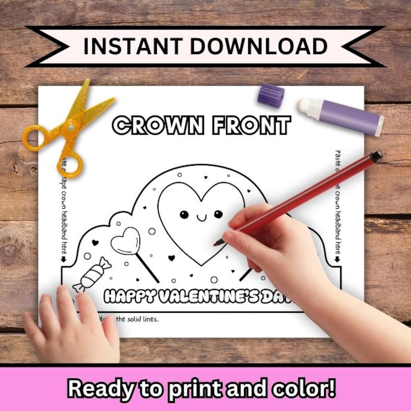 Valentine’s Day Craft, Valentine Paper Crown, Valentines Day Activities ...