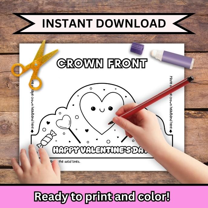 Valentine’s Day Craft, Valentine Paper Crown, Valentines Day Activities ...