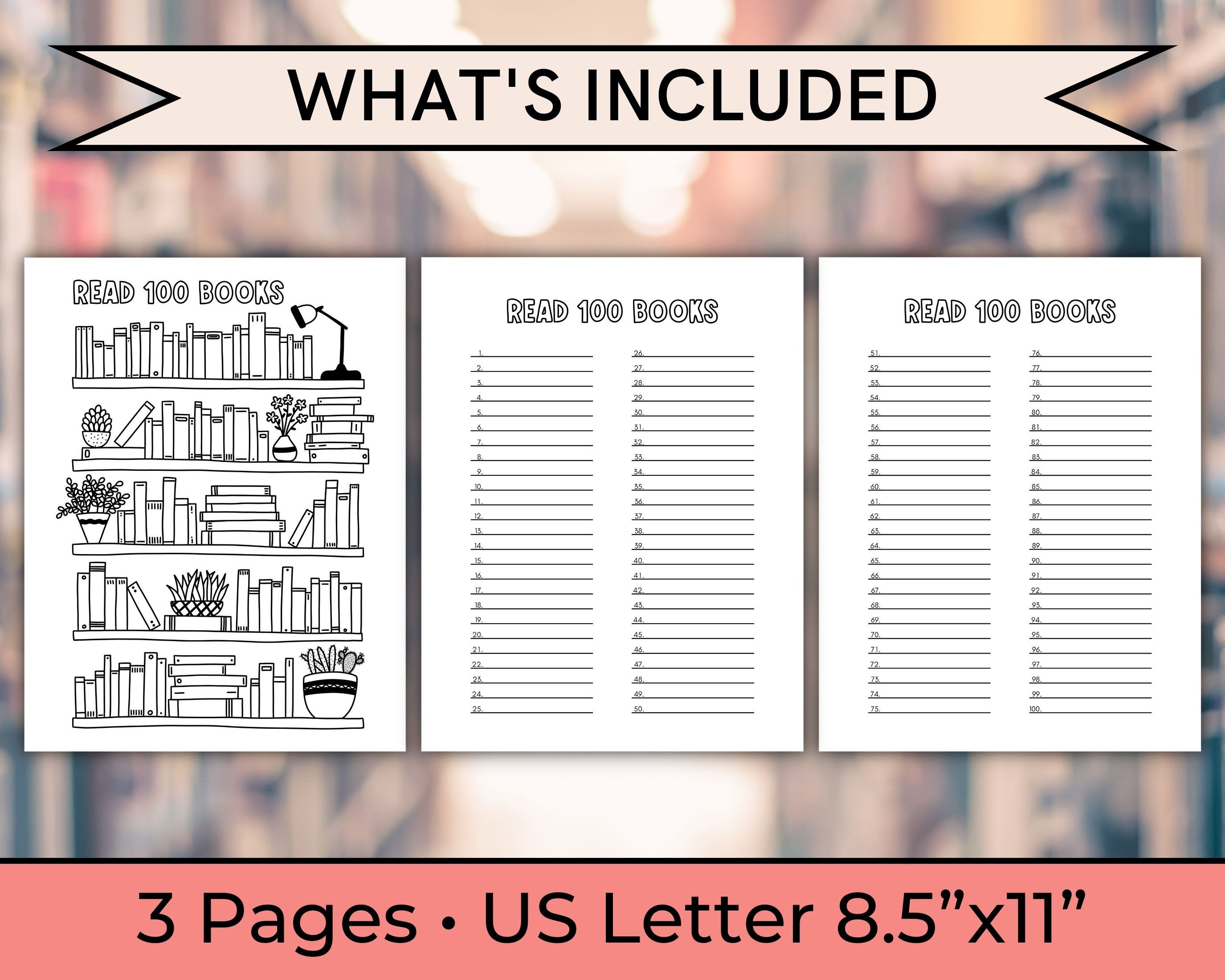 Book Reading Tracker Printable, Reading Log for Adults or Kid, Reading ...