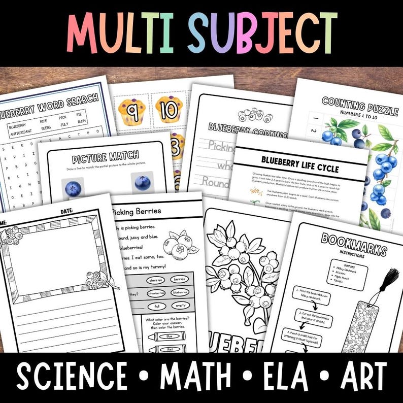 Blueberry Unit Study, Blueberry Worksheets, Blueberries Unit, Blueberry ...