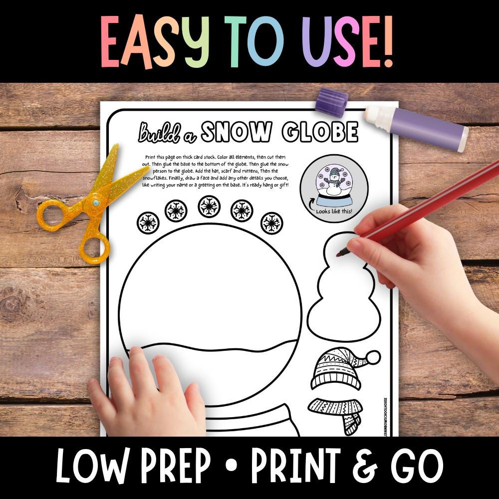 Build a Snow Globe, Snow Globe Craft, Snowman Craft, Printable Snow ...