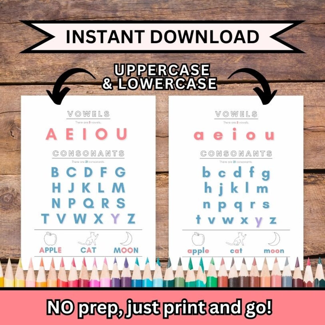 Vowels Poster, Vowel and Consonant Chart, Alphabet for Pre-k ...