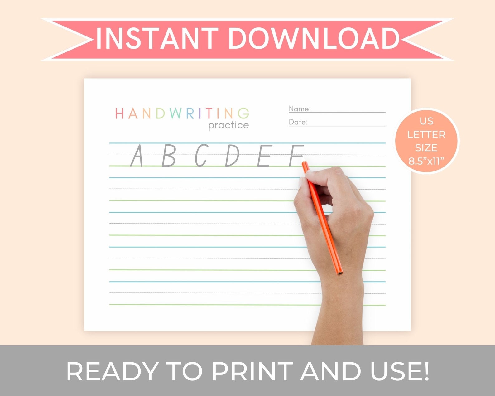 Handwriting Practice Sheets for Preschool, Kindergarten, First Grade ...