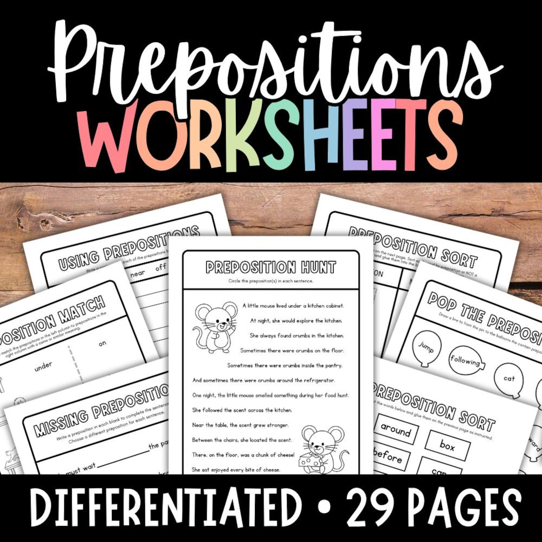 Prepositions Worksheets, Parts of Speech, Preposition, Differentiated ...