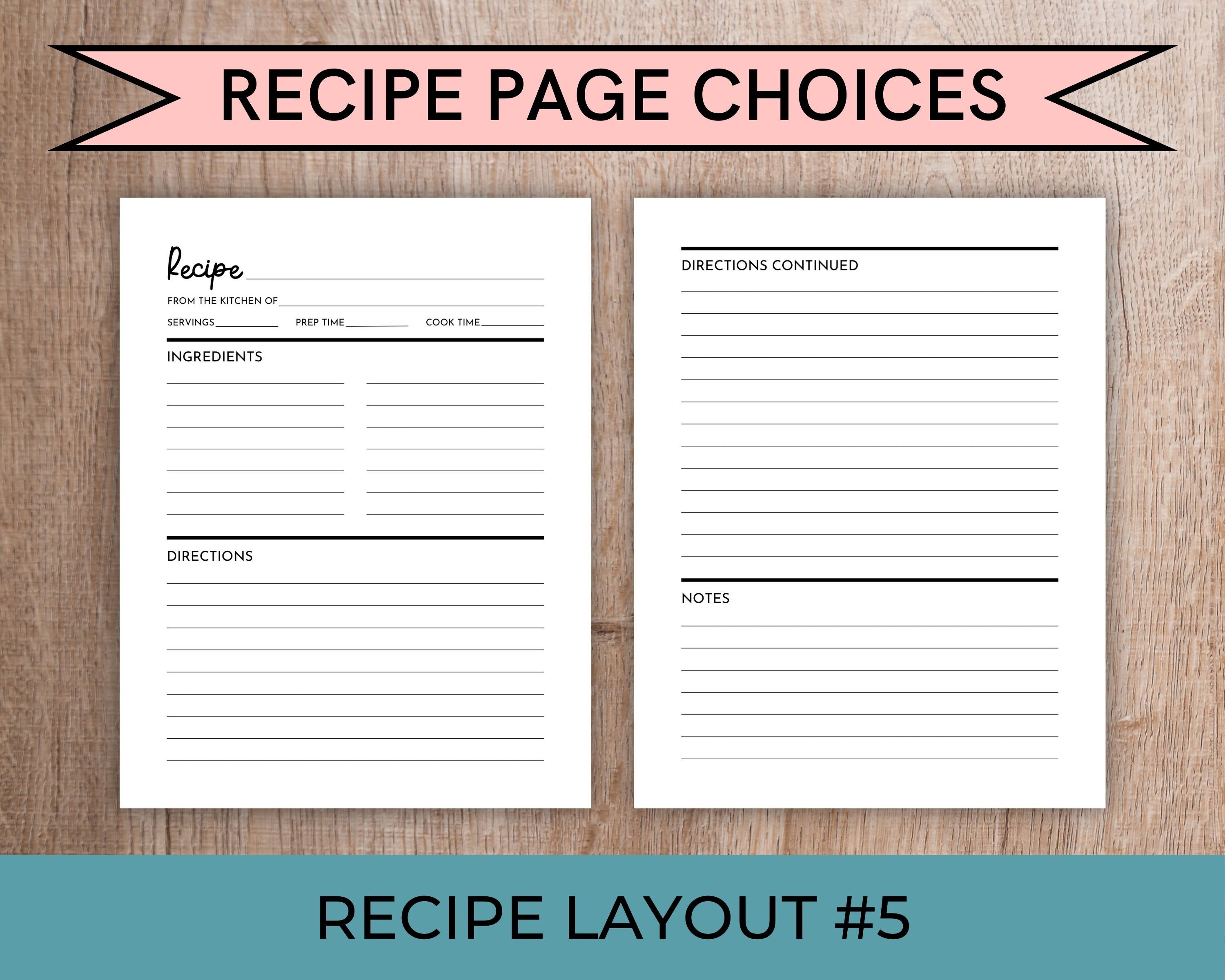 Recipe Book Printable, Recipe Binder, Family Cookbook Printable, Recipe ...