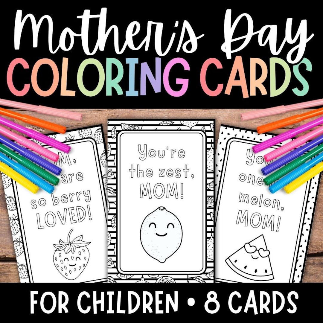 MOTHER’S DAY Coloring Cards, Fruit Pun Cards, Mother’s Day Cards ...