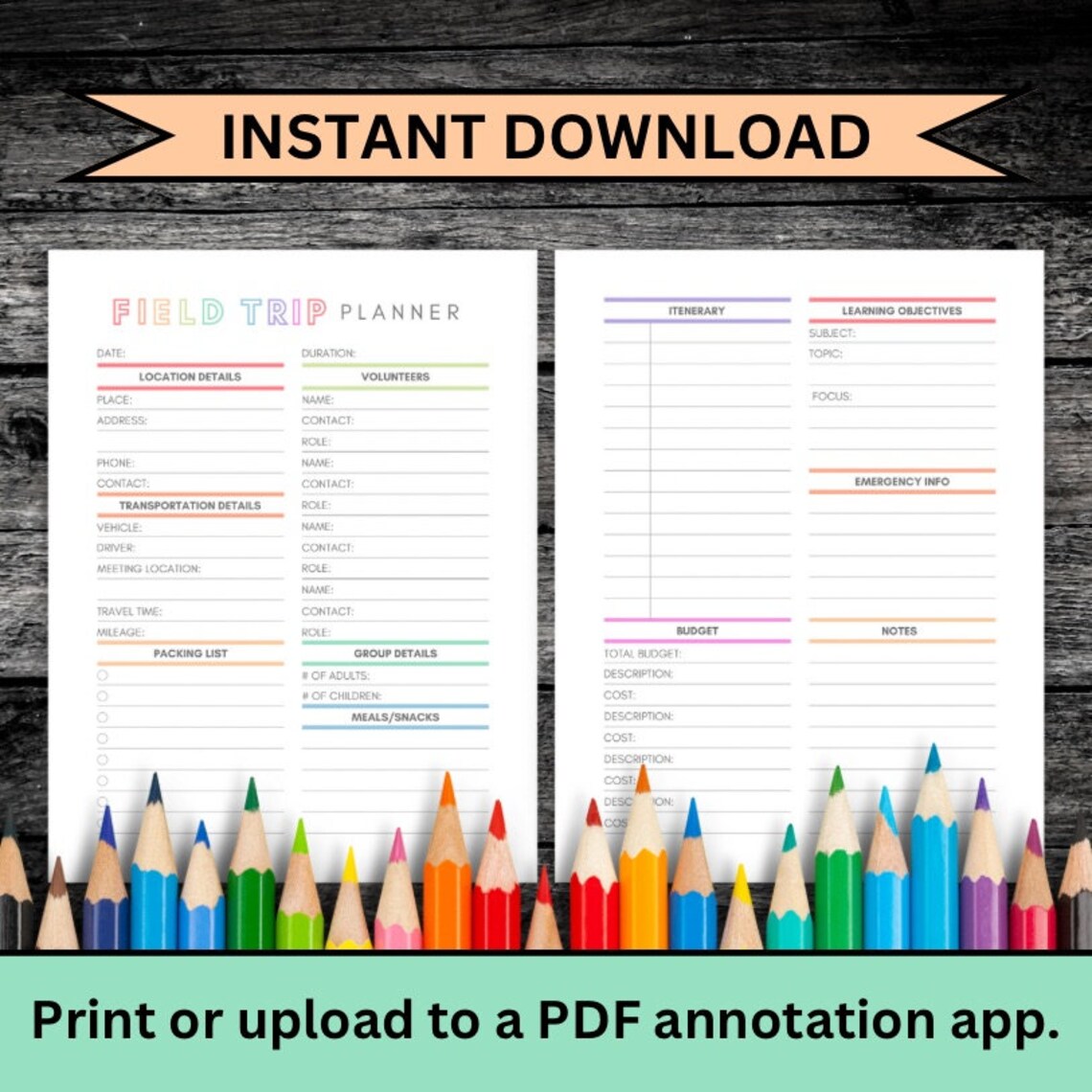 Field Trip Planner Pack Printable, PDF Plan a Field Trip, Teacher Plan ...