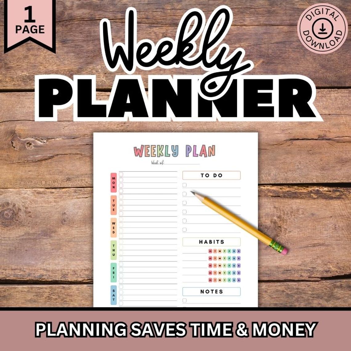 Weekly Planner, Printable Weekly Planner, Weekly Plan, Habit Tracker ...