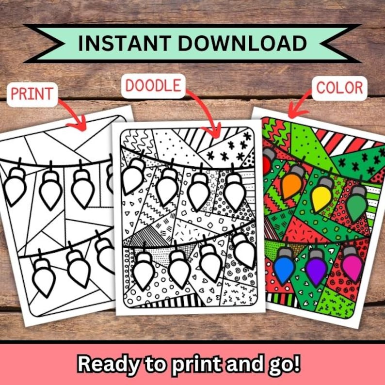 Christmas Coloring Pages, Christmas Pop Art, Holiday Coloring, Xmas ...