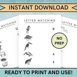 Beginning Sounds Worksheets Letter Matching Montessori - Etsy