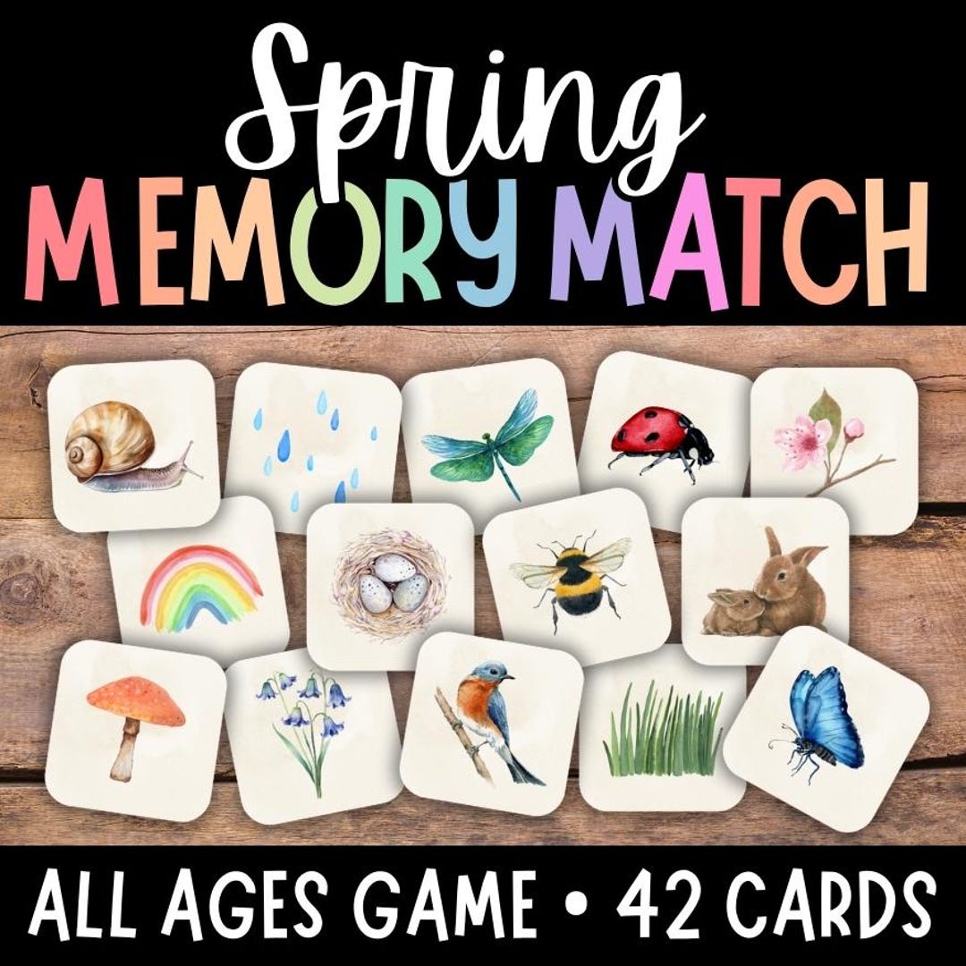 Spring Memory Match Game, Spring Card Game, Spring Activity, Pattern ...