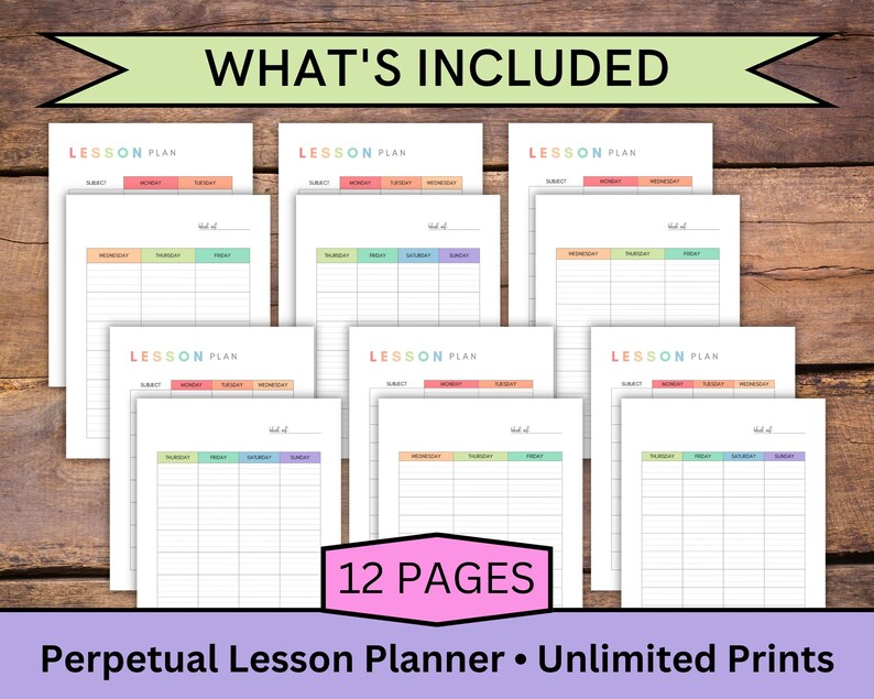 Weekly Lesson Planner Printable Lined Teacher Planner - Etsy