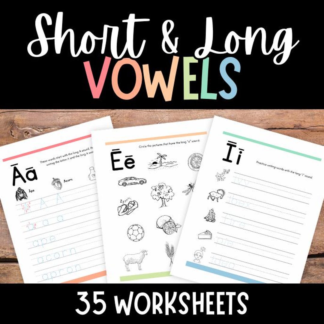 Printable Vowel Worksheets, Short and Long Vowel Sounds, Vowel Practice ...