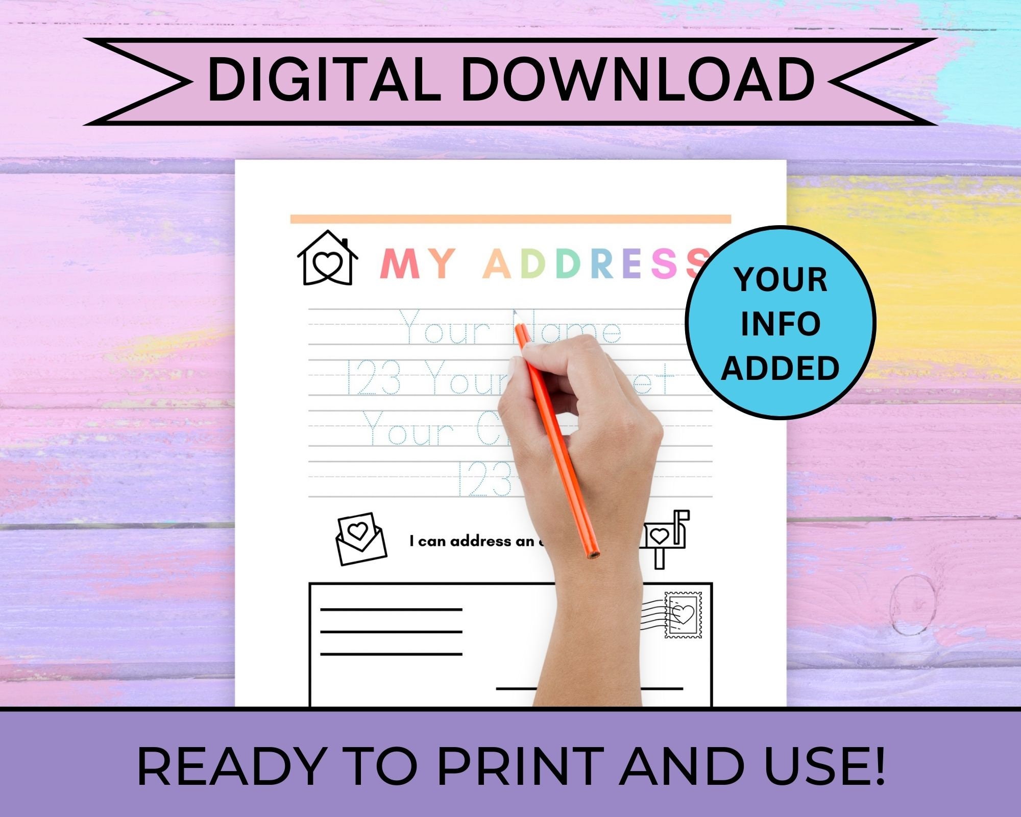 Personalized Name and Address Tracing Sheet Handwriting Practice ...