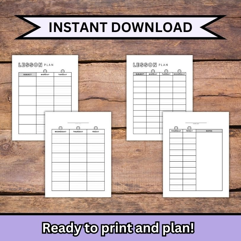 Lesson Planner Printable, Undated Lesson Plan, Blank Homeschool Planner ...