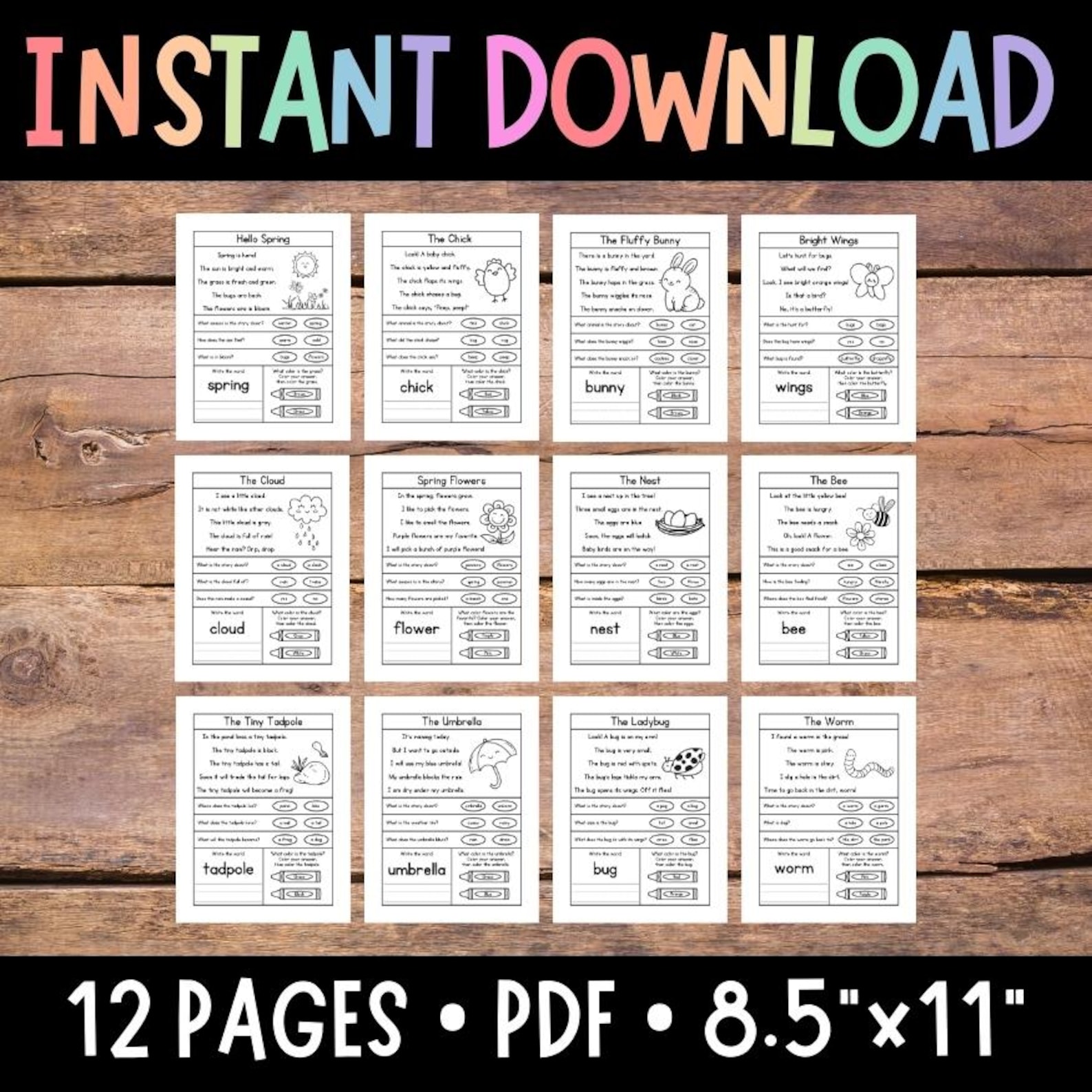 SPRING Reading Comprehension Worksheets, Kindergarten Reading, Reading ...