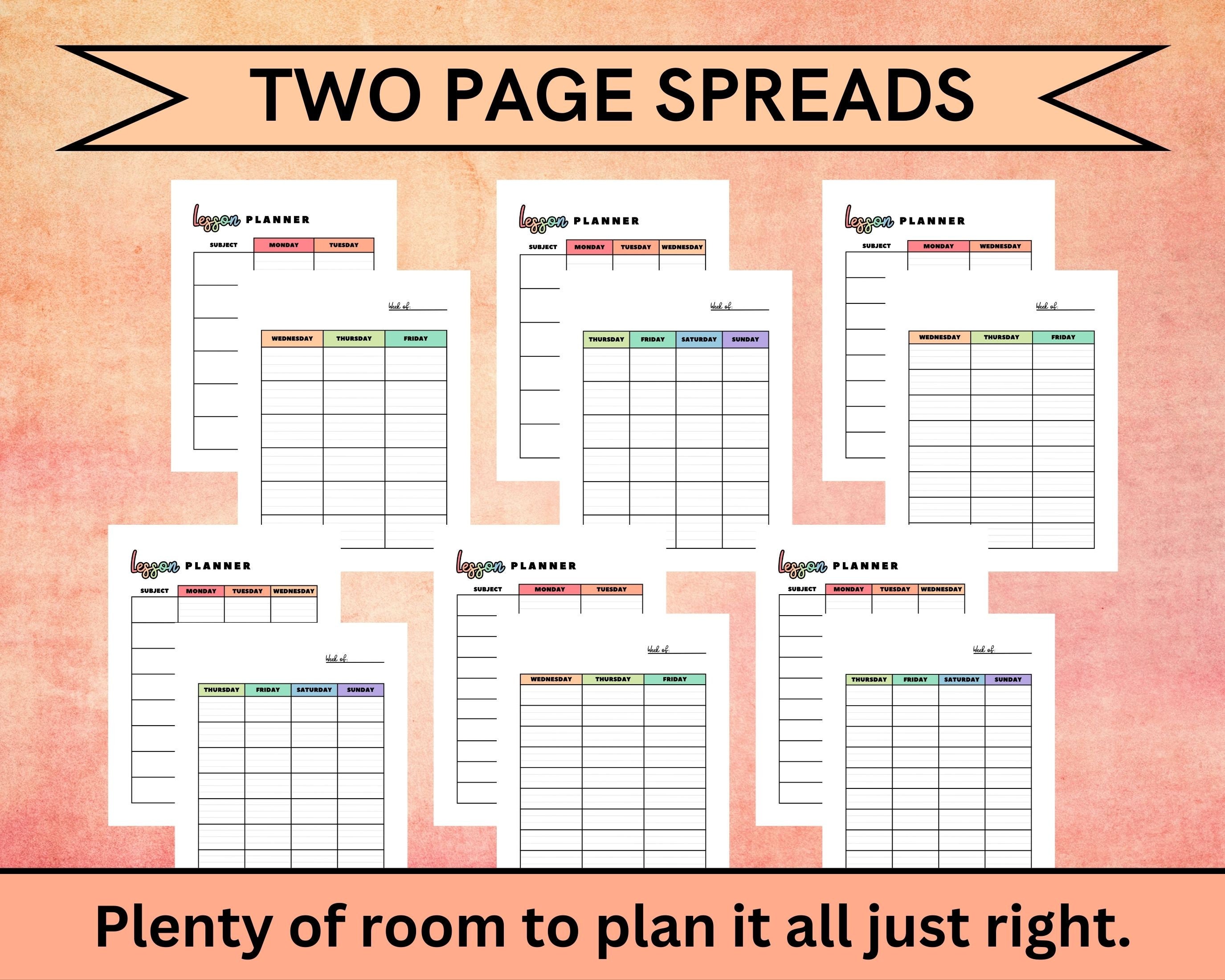 Lesson Planner Printable, Lined Lesson Plan, 2 Page Lesson Plan, Single ...