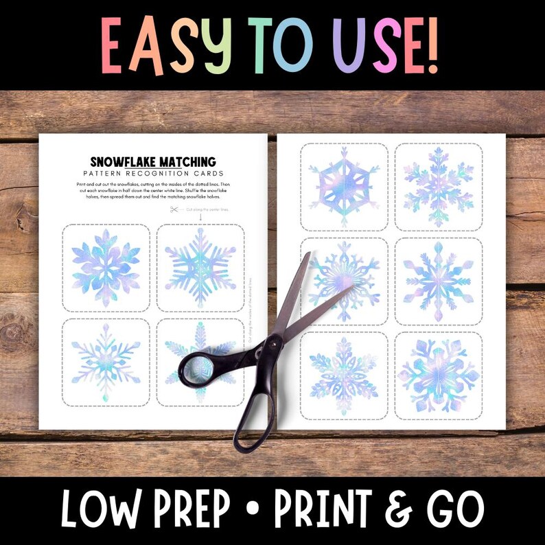 Snowflake Matching Game, Winter Pattern Recognition Cards (PDF) - Etsy