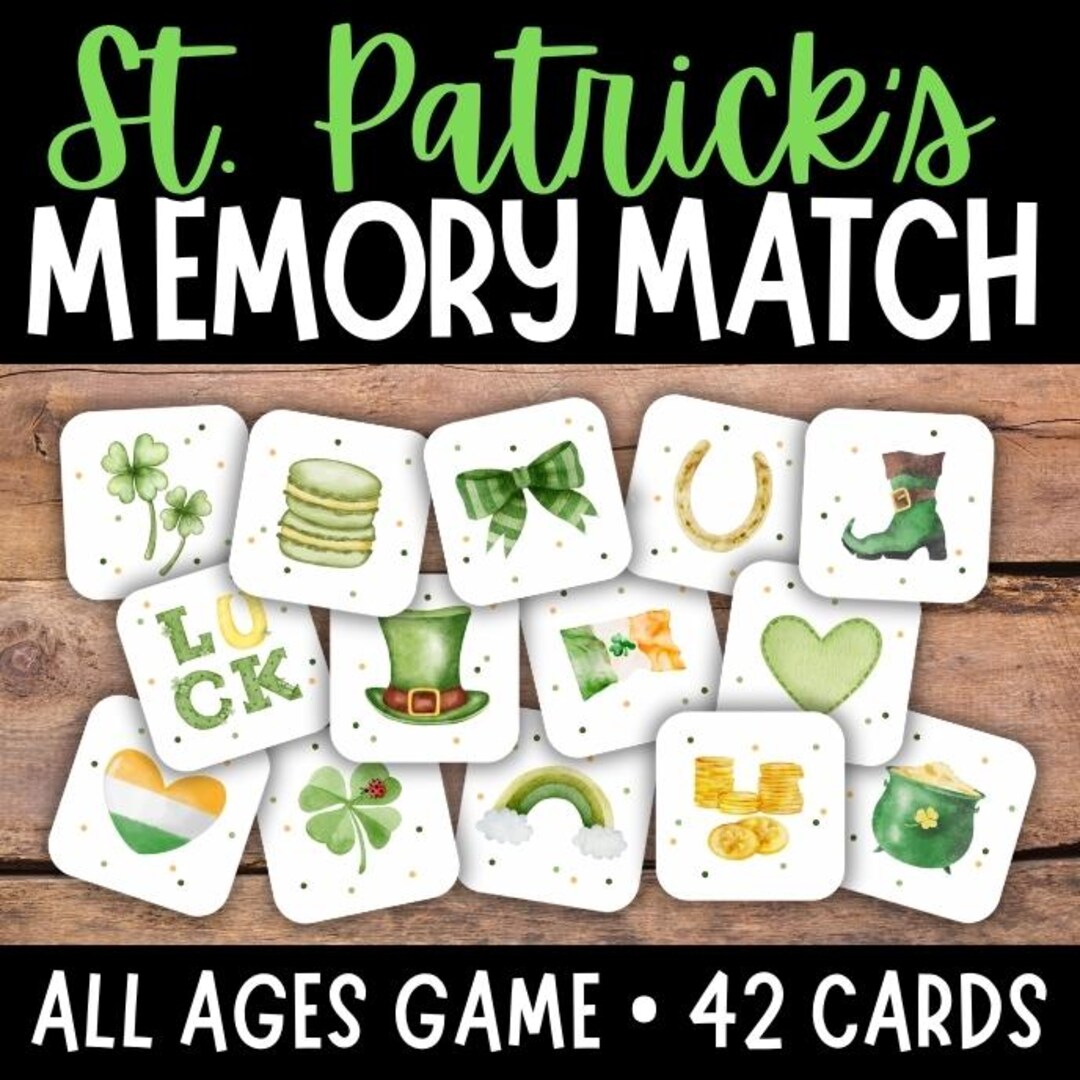 St. Patrick’s Day Card Game, Printable Memory Match, St Patrick’s Game ...