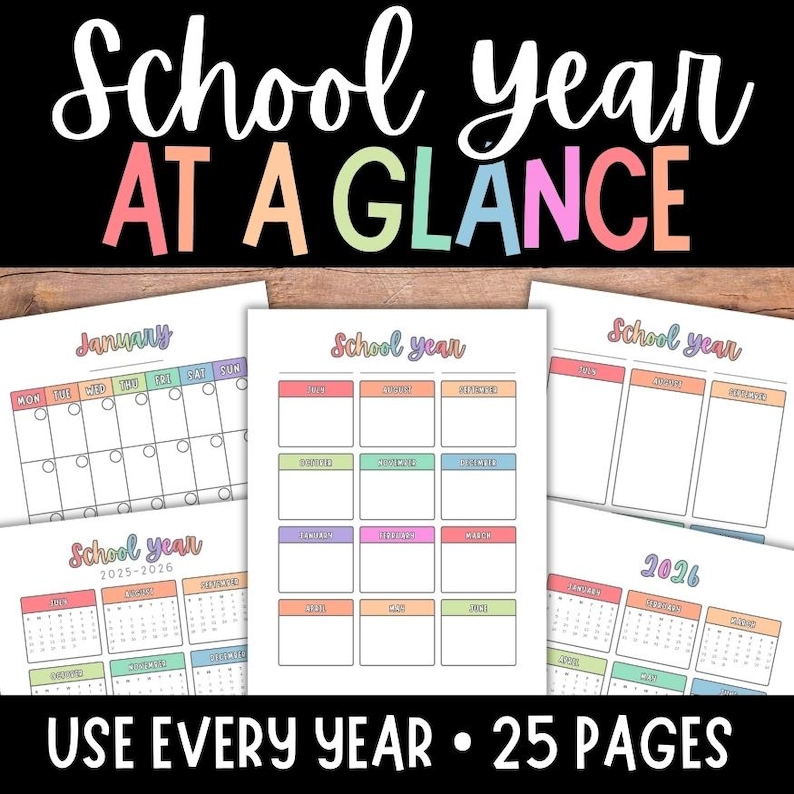 School Year Planner, School Year Calendar, Teacher Planner, Year at a ...