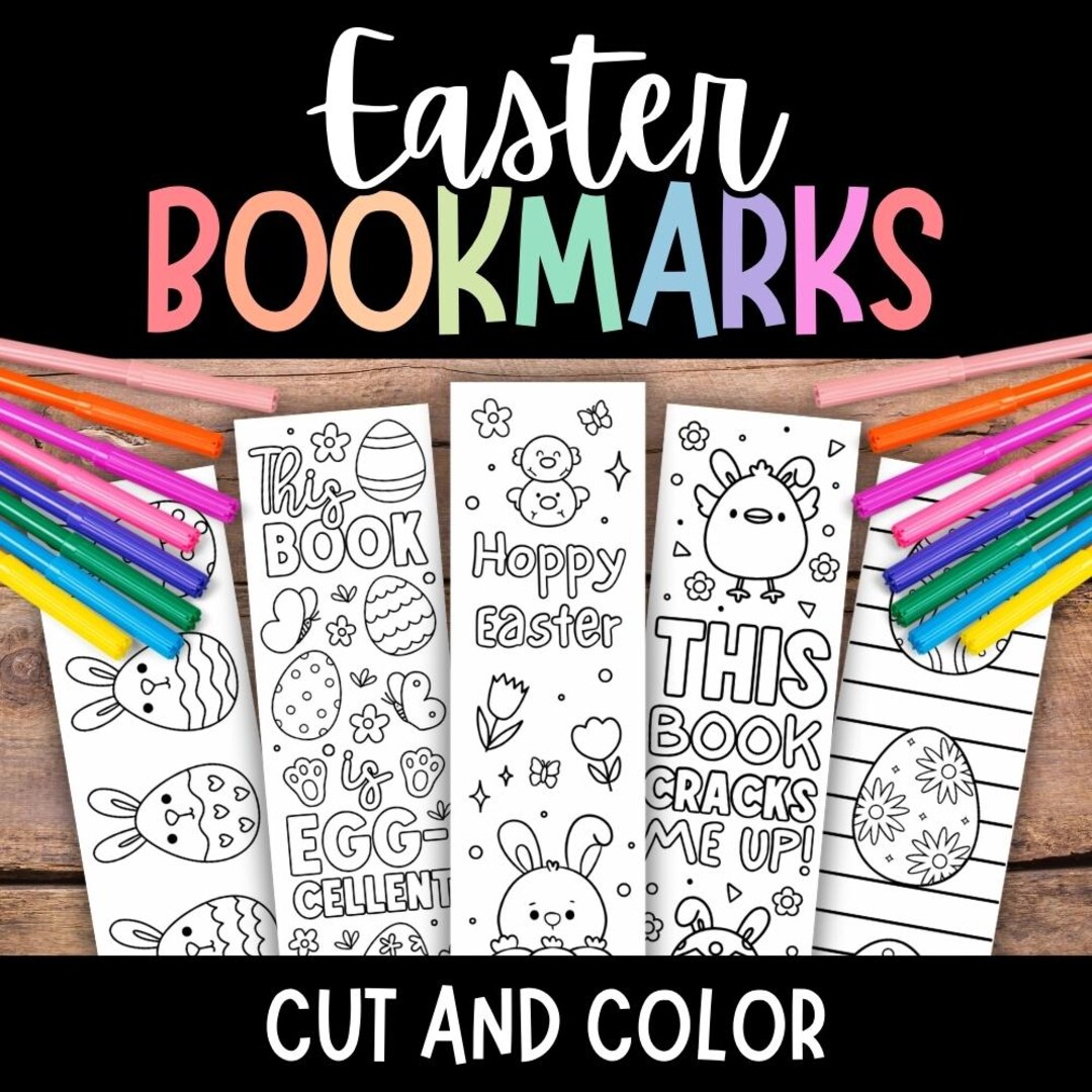 Easter Coloring Bookmarks, Easter Bookmarks to Color, Printable Easter ...