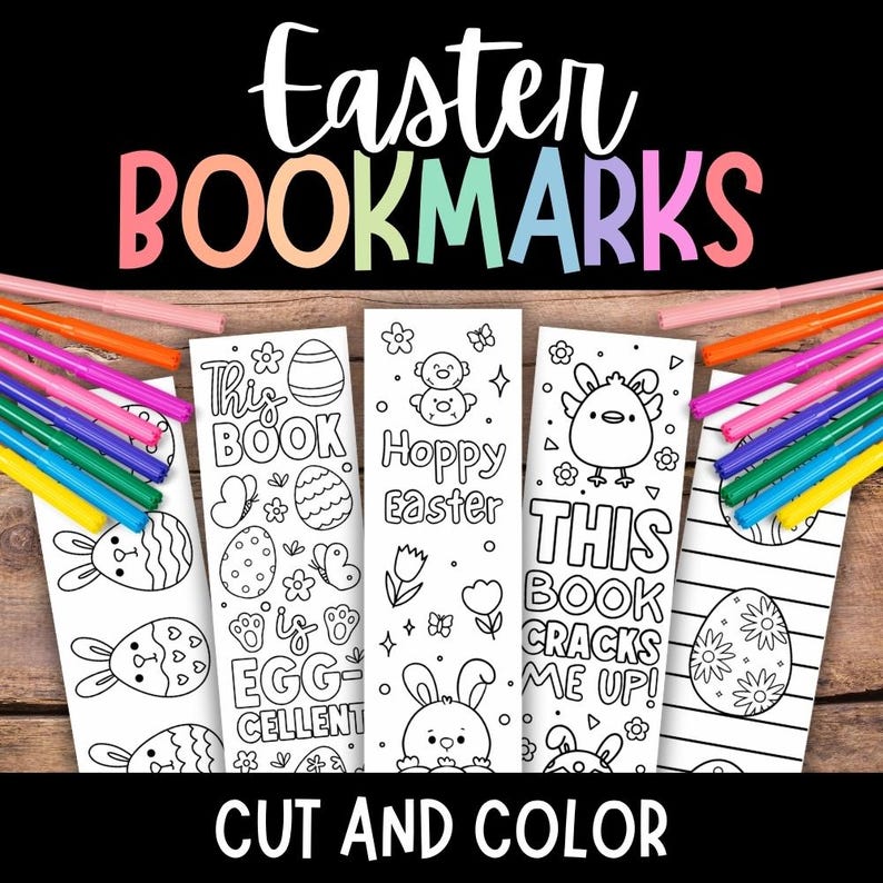 Easter Coloring Bookmarks, Printable DIY Craft (PDF) - Etsy