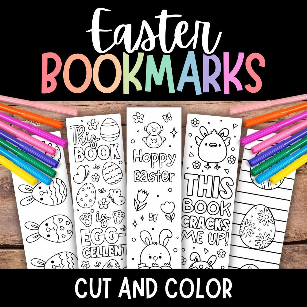 Easter Coloring Bookmarks, Printable DIY Craft (PDF) - Etsy
