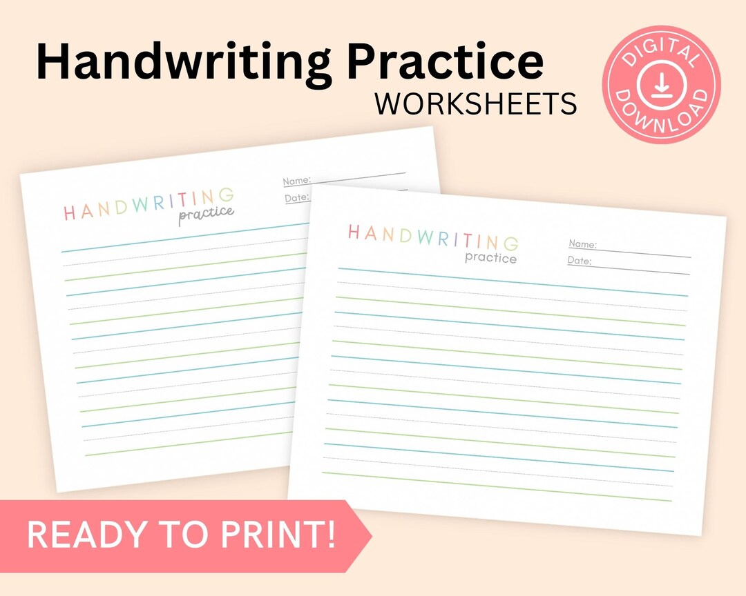 Handwriting Practice Sheets for Preschool, Kindergarten, First Grade ...