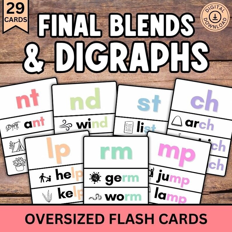 Final Blends and Digraphs Charts Ending Blends Kindergarten Reading ...