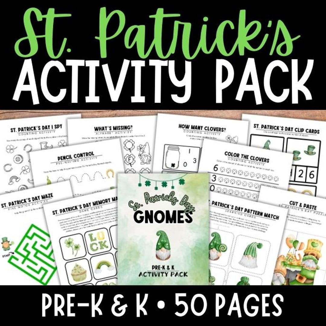 St Patricks Day Activity Sheets, Gnome Theme, Math, ELA, Pages for ...