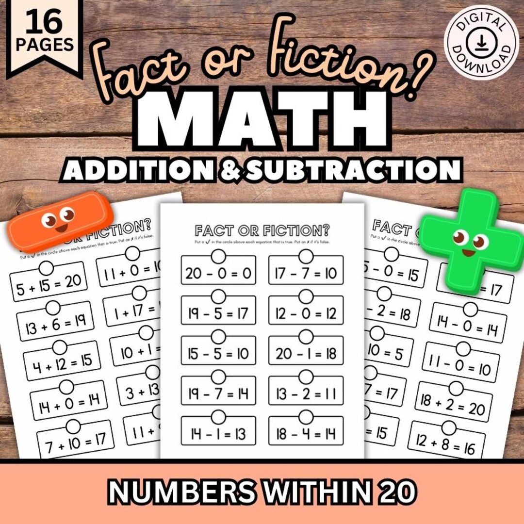Math Within 20, Equations Within 20, Addition Within 20, Subtraction ...