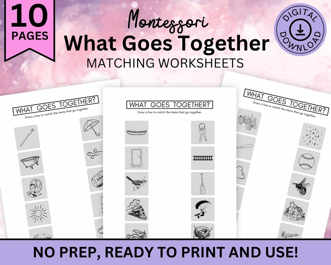 What Goes Together Worksheets Things That Go Together Visual - Etsy