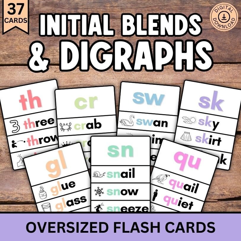 Beginning Blends and Digraphs Charts Initial Blends Kindergarten ...