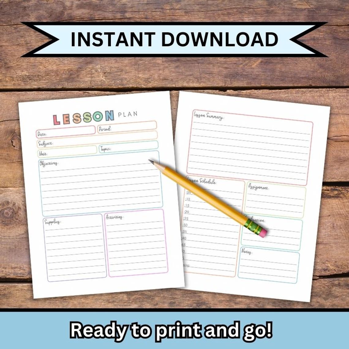 Lesson Plan Printable, Lined Daily Lesson Planner, Teaching Plan Sheet ...
