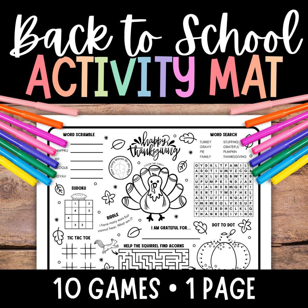 Thanksgiving Activity Mat, Thanksgiving Games Placemat - Etsy