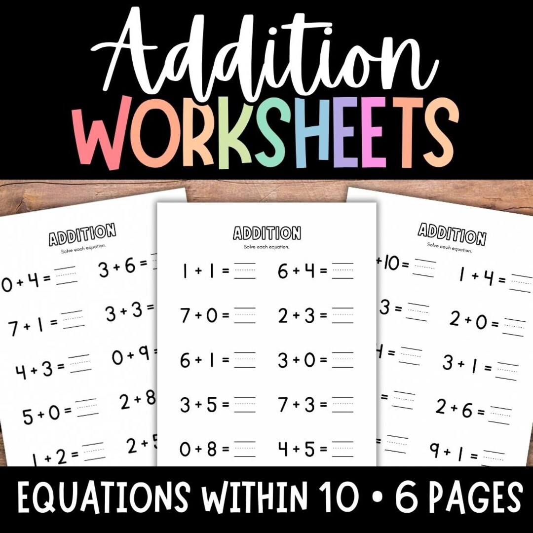 Math Within 10, Equations Within 10, Addition Within 10, Addition to 10 ...