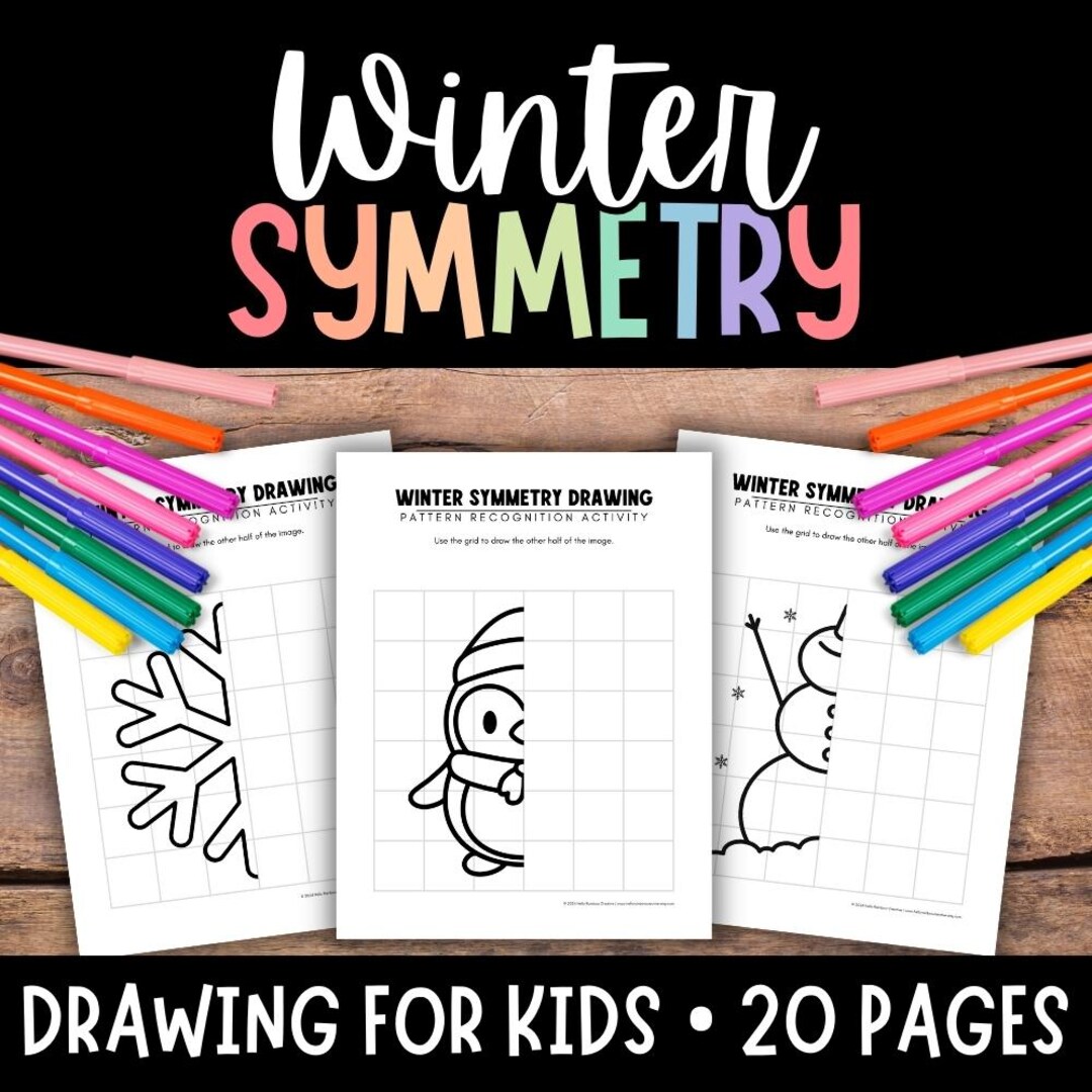 Winter Symmetry Drawing, Symmetry Worksheets, Christmas Drawing ...