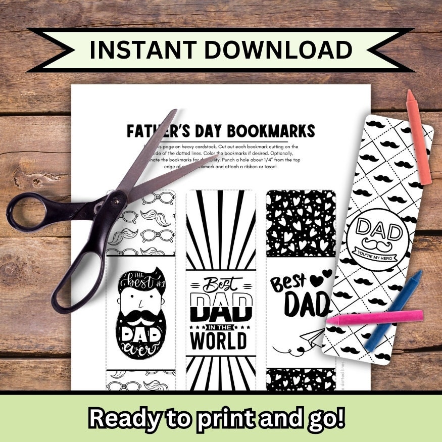 Father’s Day Coloring Bookmarks, Fathers Day Bookmarks Printable ...