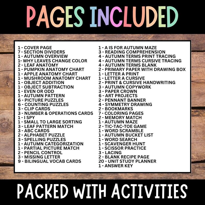 Autumn Unit Study, Science Study Unit, Fall Unit Study, Fall ...