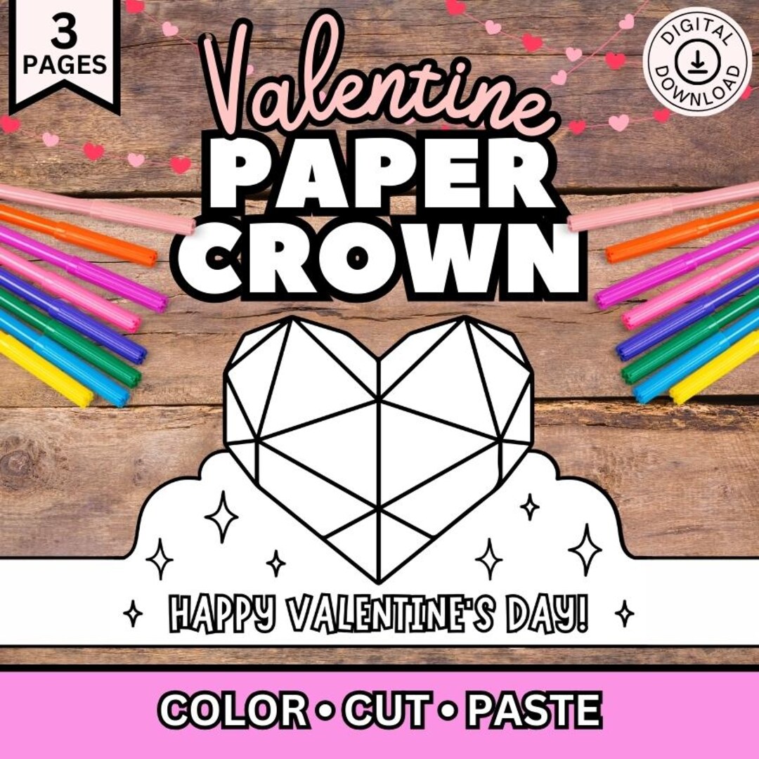 Valentines Day Craft, Valentine Paper Crown, Valentines Day Activities ...