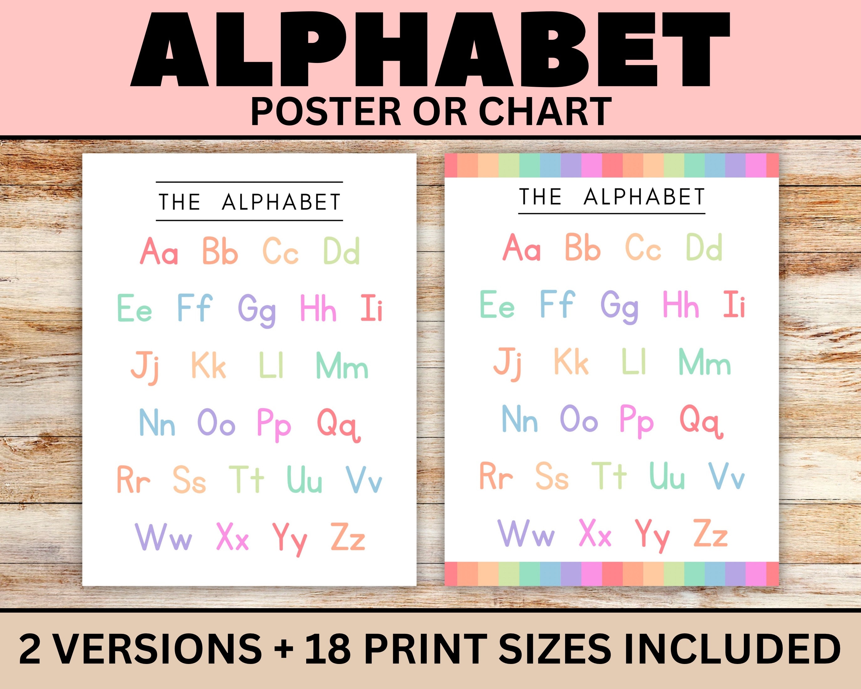 Alphabet Poster, Alphabet Chart, ABC Poster, ABC Chart, Abcs Poster ...
