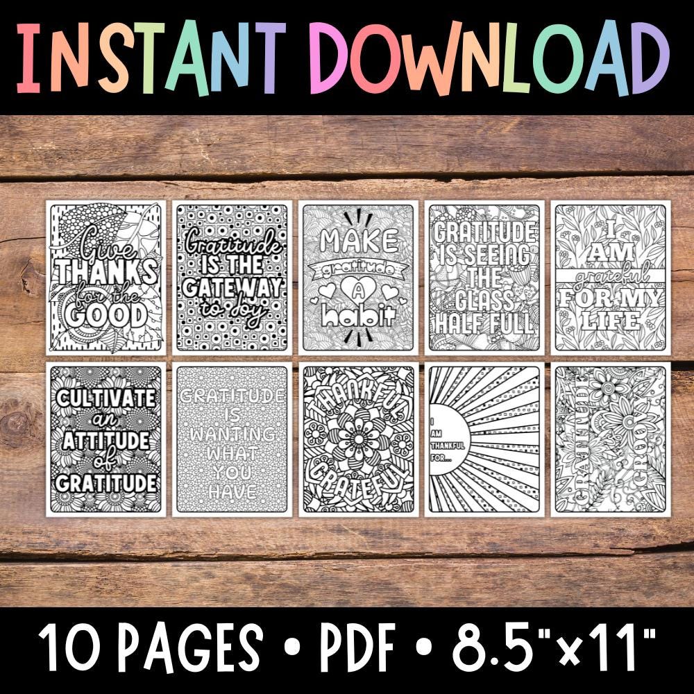 Gratitude Coloring, Thanksgiving Coloring Pages, Gratitude Coloring ...