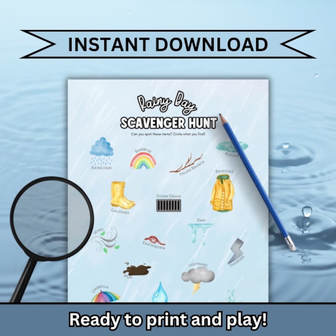 Rainy Day Scavenger Hunt, Outdoor Activities for Kids, Rainy Day ...