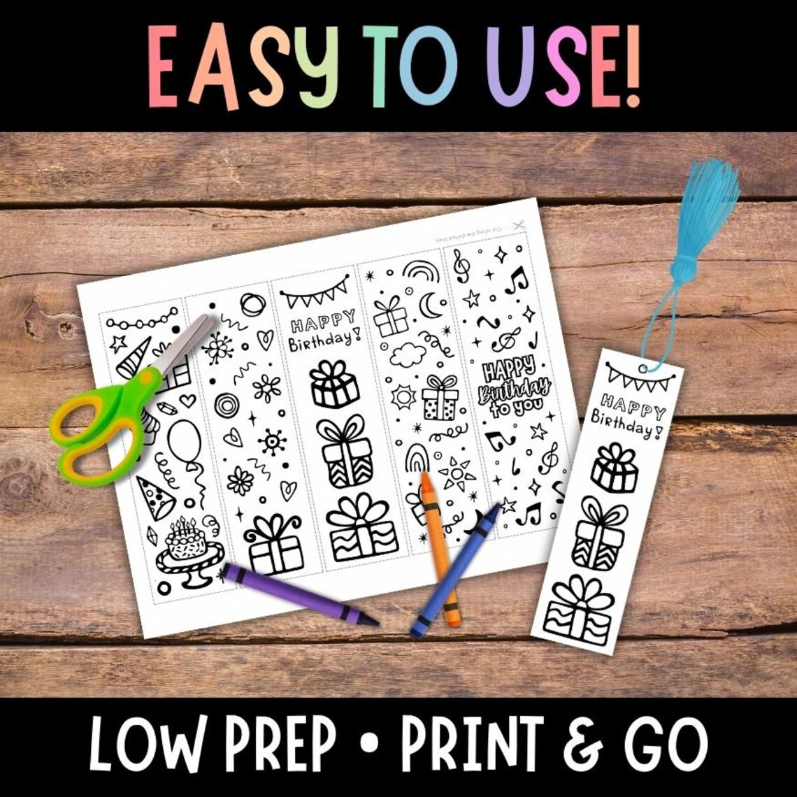 Birthday Coloring Bookmarks, Bookmarks for Coloring, Bookmarks ...